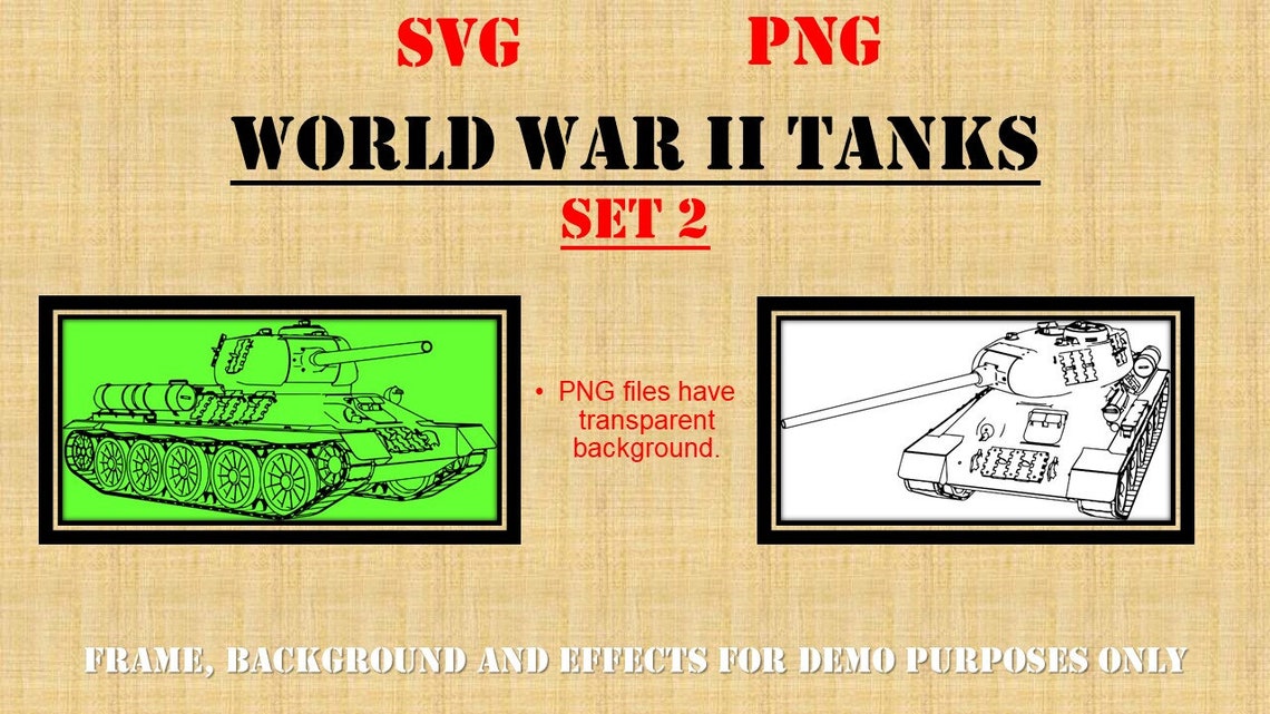 World War 2 Tanks Set 2 (SVG & PNG Formats) Digital Military Vehicle ...