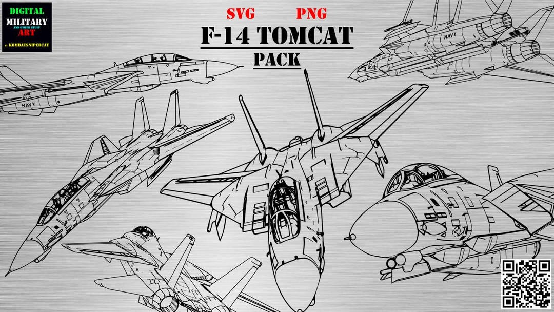 F-14 Tomcat Aircraft Pack (SVG & PNG Formats) Digital Military Drawings ...