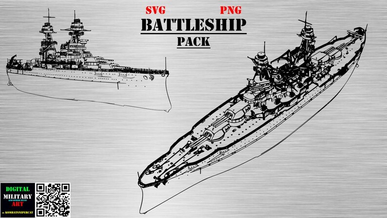 Battleship Class Navy Ship Pack (SVG & PNG Formats) Digital Military ...