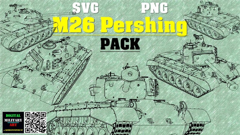 M26 Pershing Tank Pack (SVG & PNG Formats) Digital Military Drawings ...