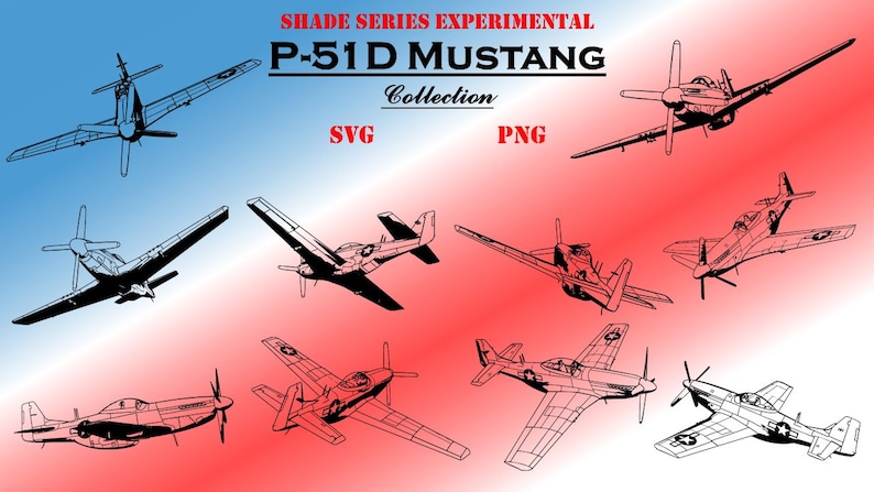 North American P-51D Mustang Aircraft Collection (SVG & PNG Formats ...