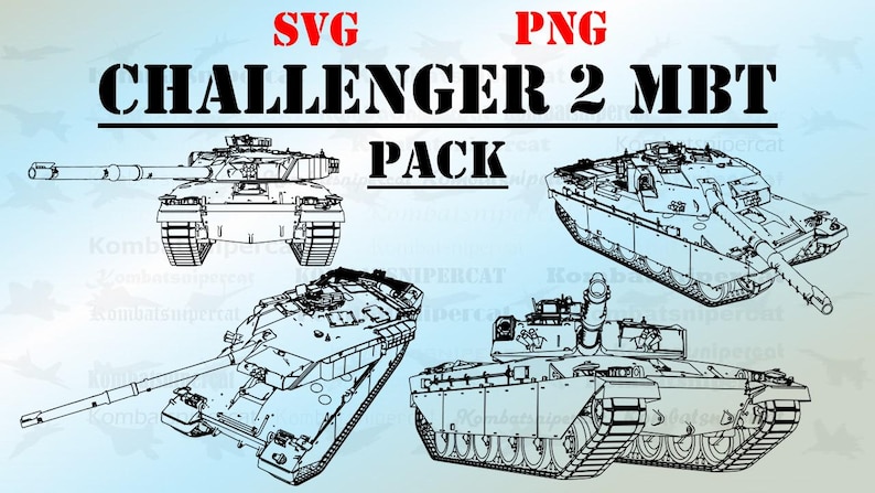 Challenger 2 Main Battle Tank Pack (SVG & PNG Formats) Digital Military ...