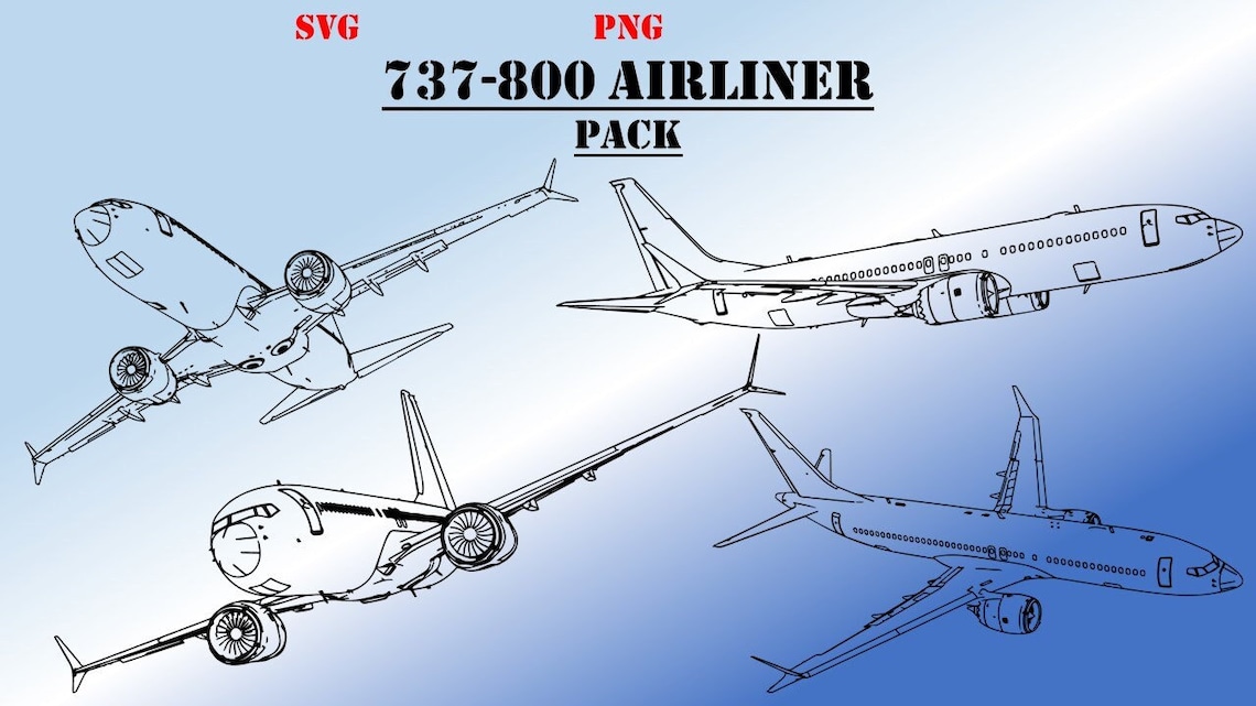 737-800 Airliner Aircraft Pack (SVG & PNG Formats) Digital Aircraft ...