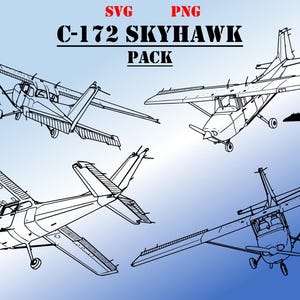 C172 Skyhawk Aircraft Pack (SVG & PNG Formats) Civil Aviation Drawings ...