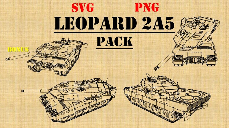 Leopard 2A5 Tank Pack (SVG & PNG Formats) Digital Military Vehicle ...