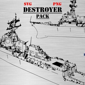 Destroyer Class Navy Ship Pack (SVG & PNG Formats) Digital Military ...