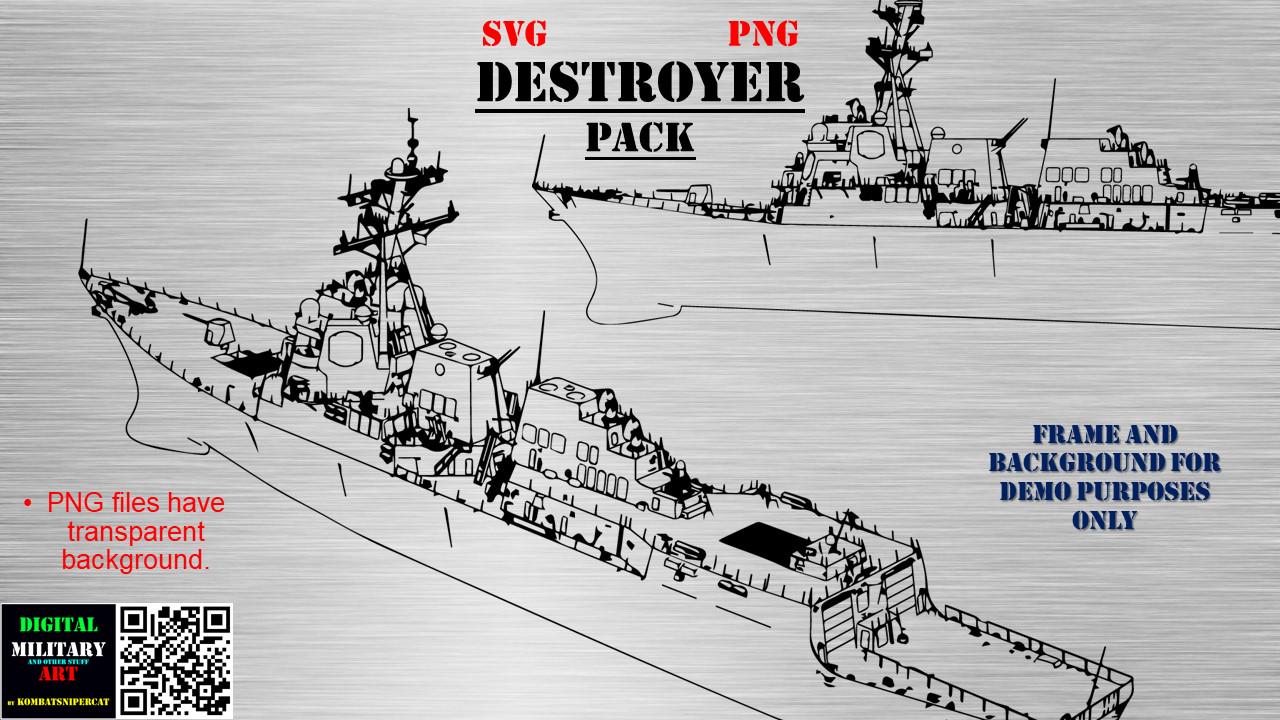 Destroyer Class Navy Ship Pack (SVG & PNG Formats) Digital Military ...
