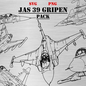 JAS 39 Gripen Pack (SVG & PNG Formats) Digital Military Drawings. Ten ...