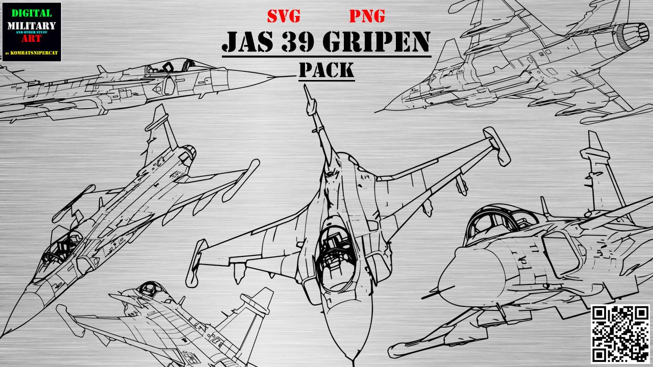 JAS 39 Gripen Pack (SVG & PNG Formats) Digital Military Drawings. Ten ...