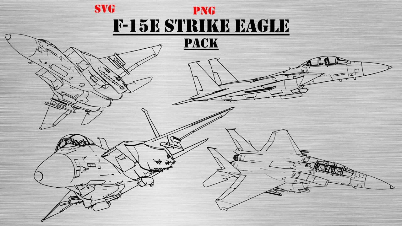 F-15E Strike Eagle Aircraft Pack SVG & PNG Formats Digital Military ...