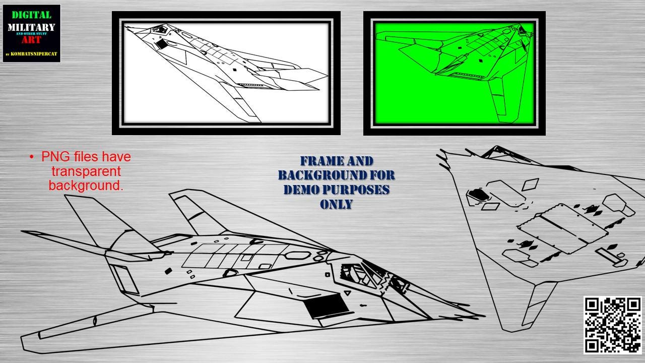 F-117 Nighthawk Pack (SVG & PNG Formats) Digital Military Drawings. Ten ...