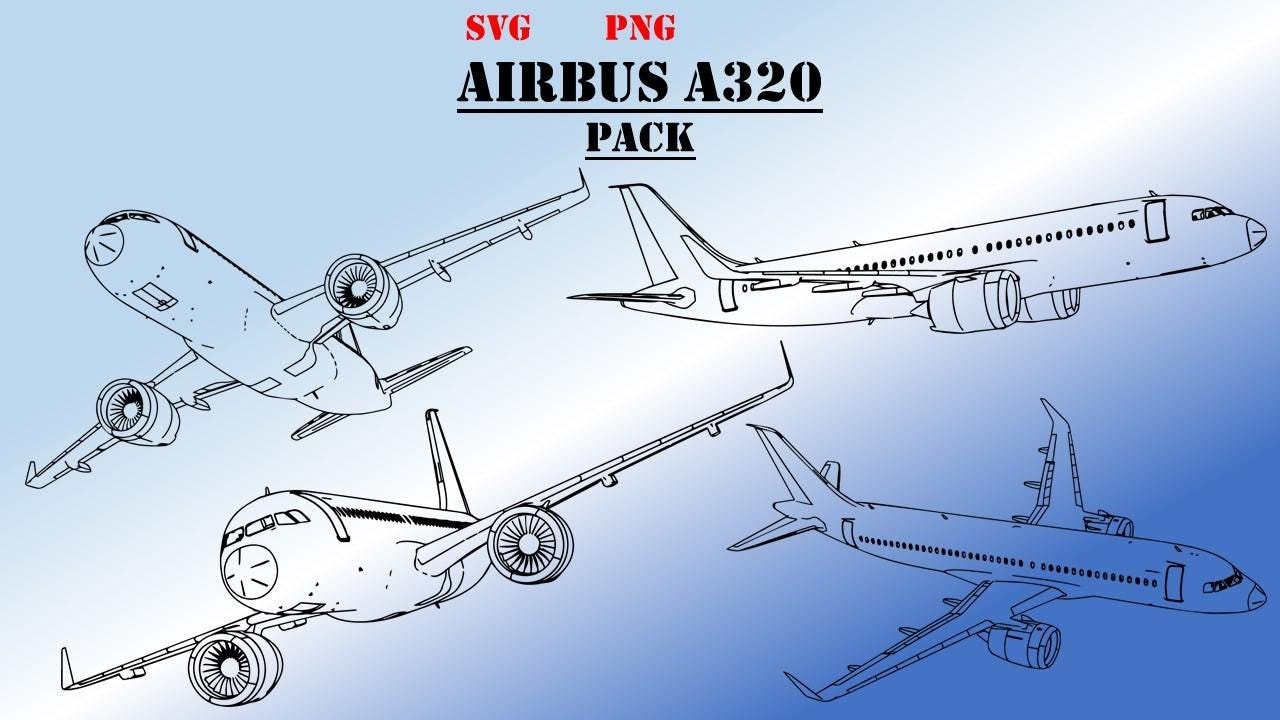 A320 Airliner Aircraft Pack (SVG & PNG Formats) Digital Aircraft ...