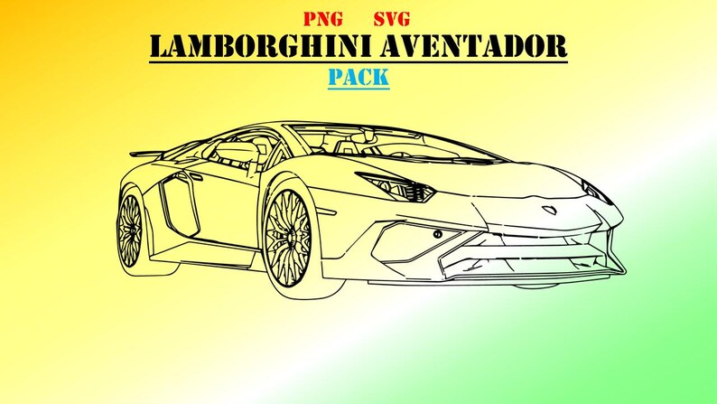 Lamborghini Aventador Pack SVG & PNG Formats Digital Vehicle Drawings ...