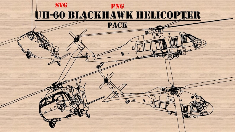 UH-60 Blackhawk Helicopter Pack (SVG & PNG Formats) Digital Military ...