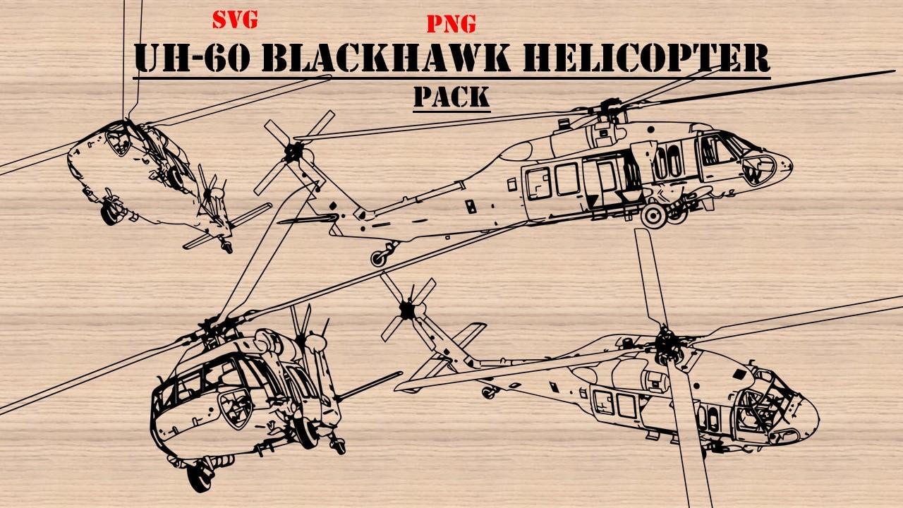 UH-60 Blackhawk Helicopter Pack (SVG & PNG Formats) Digital Military ...