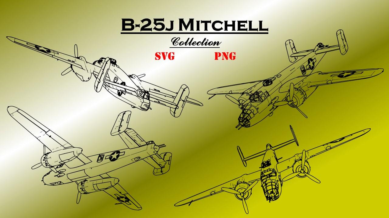 B-25 Mitchell Aircraft Collection (SVG & PNG Formats) Digital Military ...
