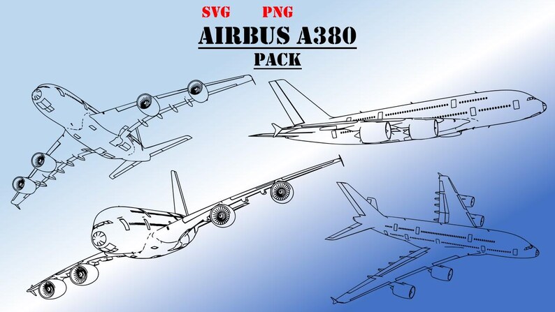 A380 Airliner Aircraft Pack (SVG & PNG Formats) Digital Aircraft ...