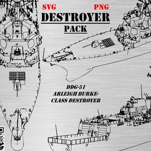 Destroyer Class Navy Ship Pack (SVG & PNG Formats) Digital Military ...