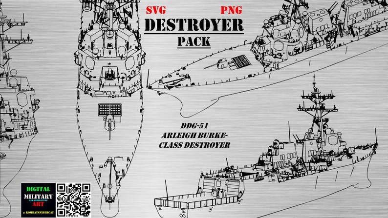 Destroyer Class Navy Ship Pack (SVG & PNG Formats) Digital Military ...