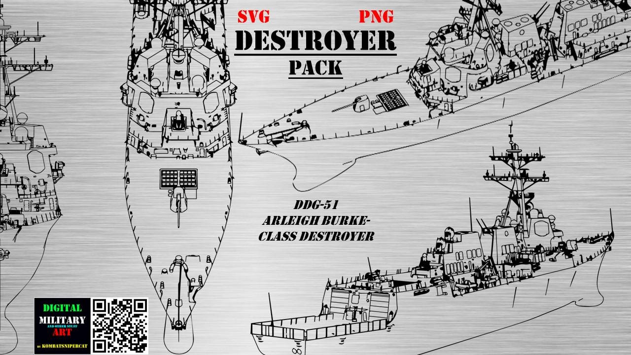 Destroyer Class Navy Ship Pack (SVG & PNG Formats) Digital Military ...