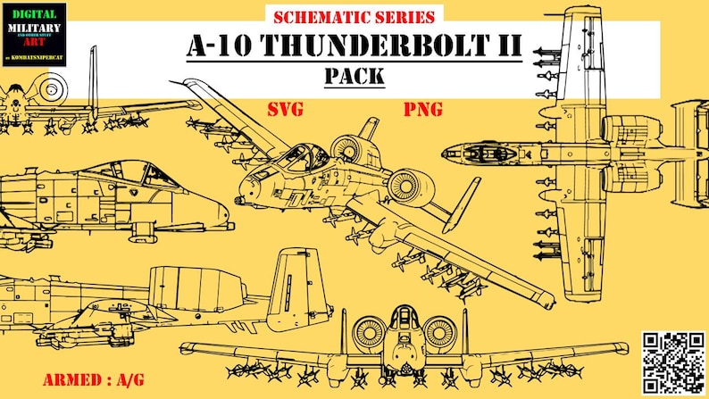 A-10 Thunderbolt II Aircraft Schematics Pack (SVG & PNG Formats ...