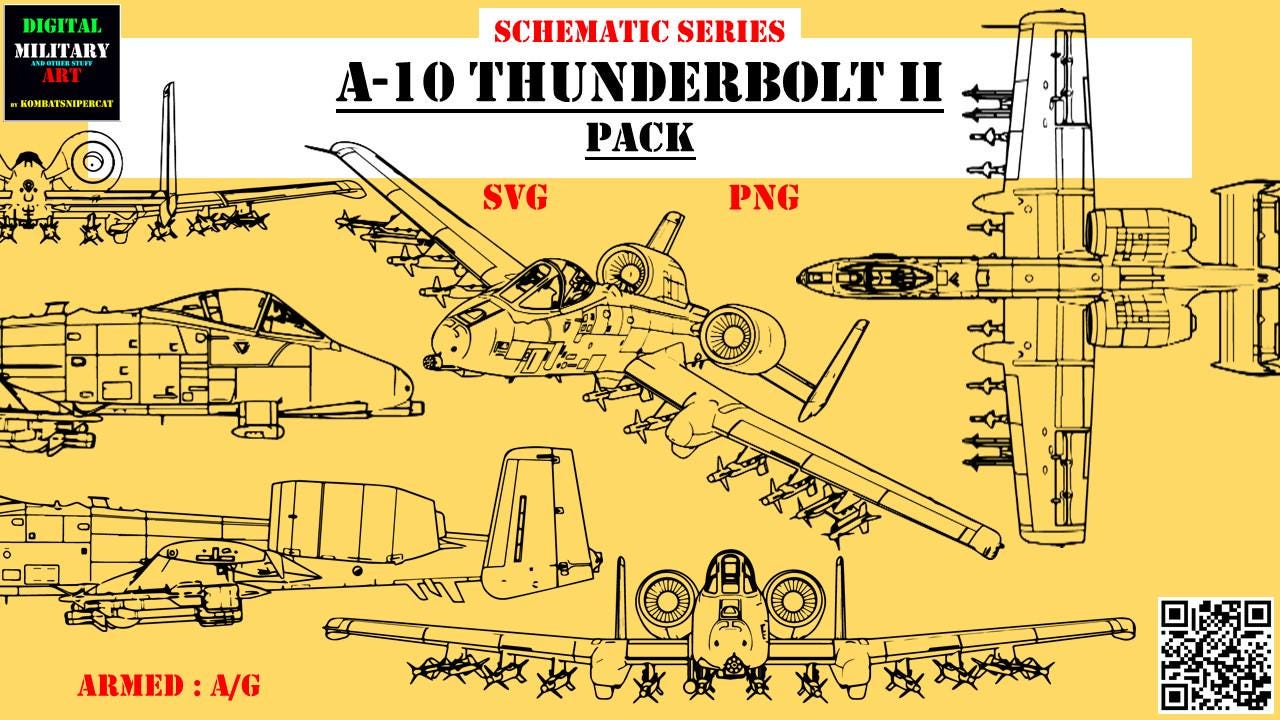 A-10 Thunderbolt II Aircraft Schematics Pack (SVG & PNG Formats ...