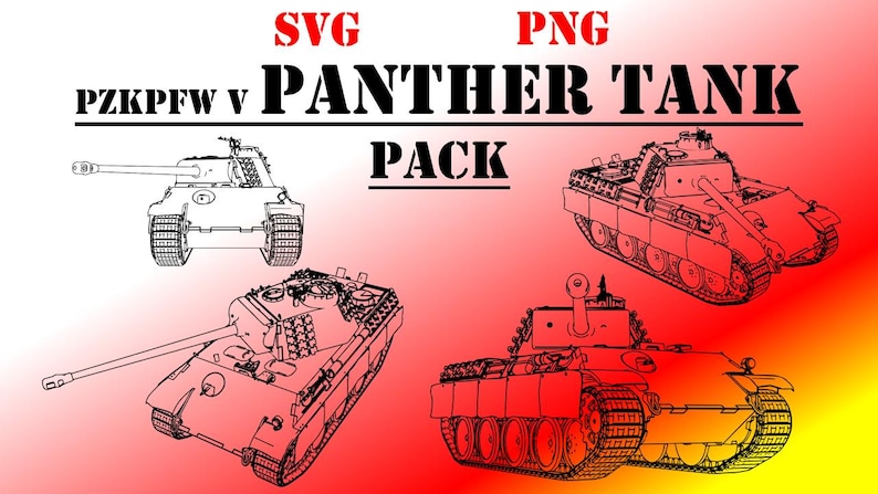 Pzkpfw V Panther Tank Pack (SVG & PNG Formats) Digital Military Vehicle ...