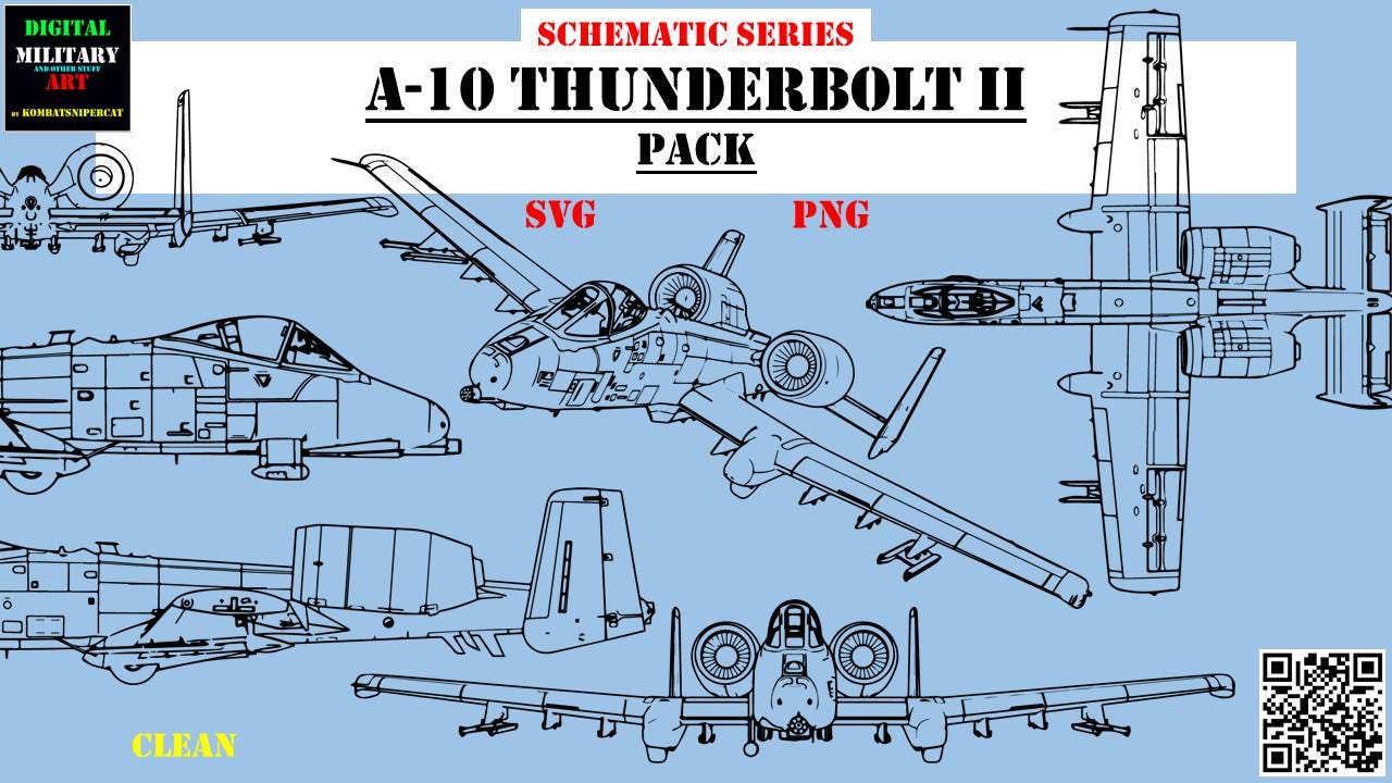 A-10 Thunderbolt II Aircraft Schematics Pack (SVG & PNG Formats ...
