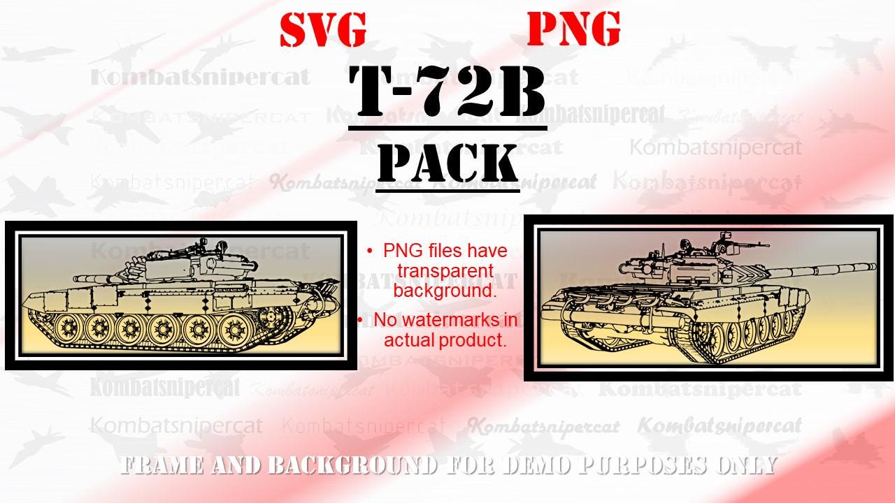 T-72B Tank Pack (SVG & PNG Formats) Digital Military Vehicle Drawings ...