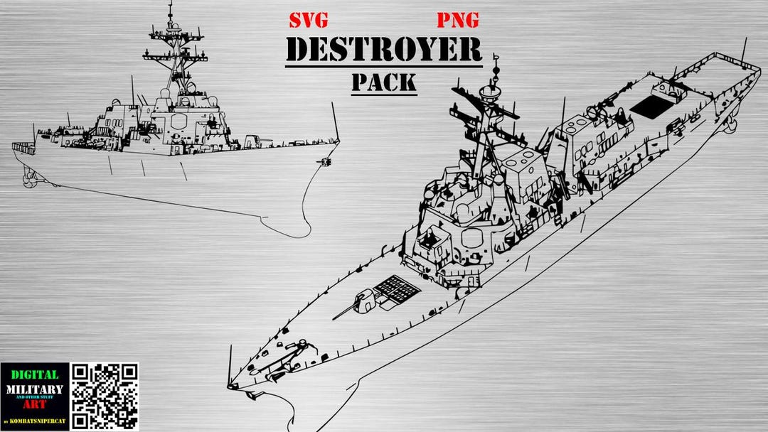 Destroyer Class Navy Ship Pack (SVG & PNG Formats) Digital Military ...
