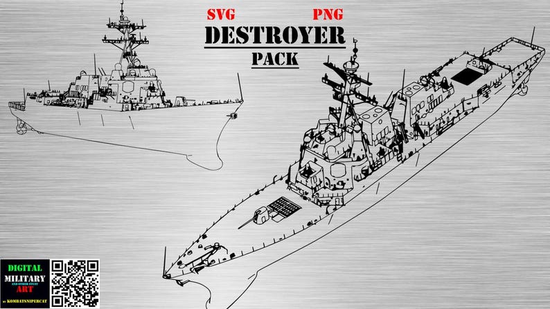 Destroyer Class Navy Ship Pack (SVG & PNG Formats) Digital Military ...