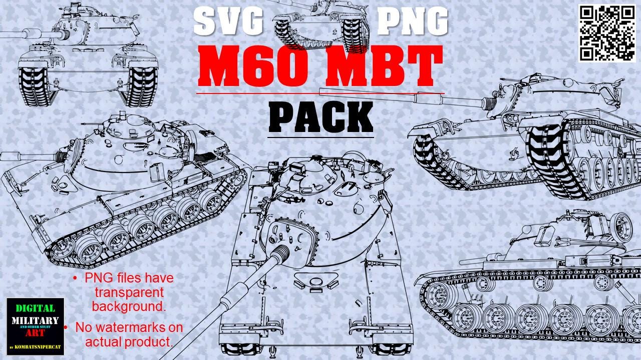 M60 Main Battle Tank Pack (SVG & PNG Formats) Digital Military Drawings ...