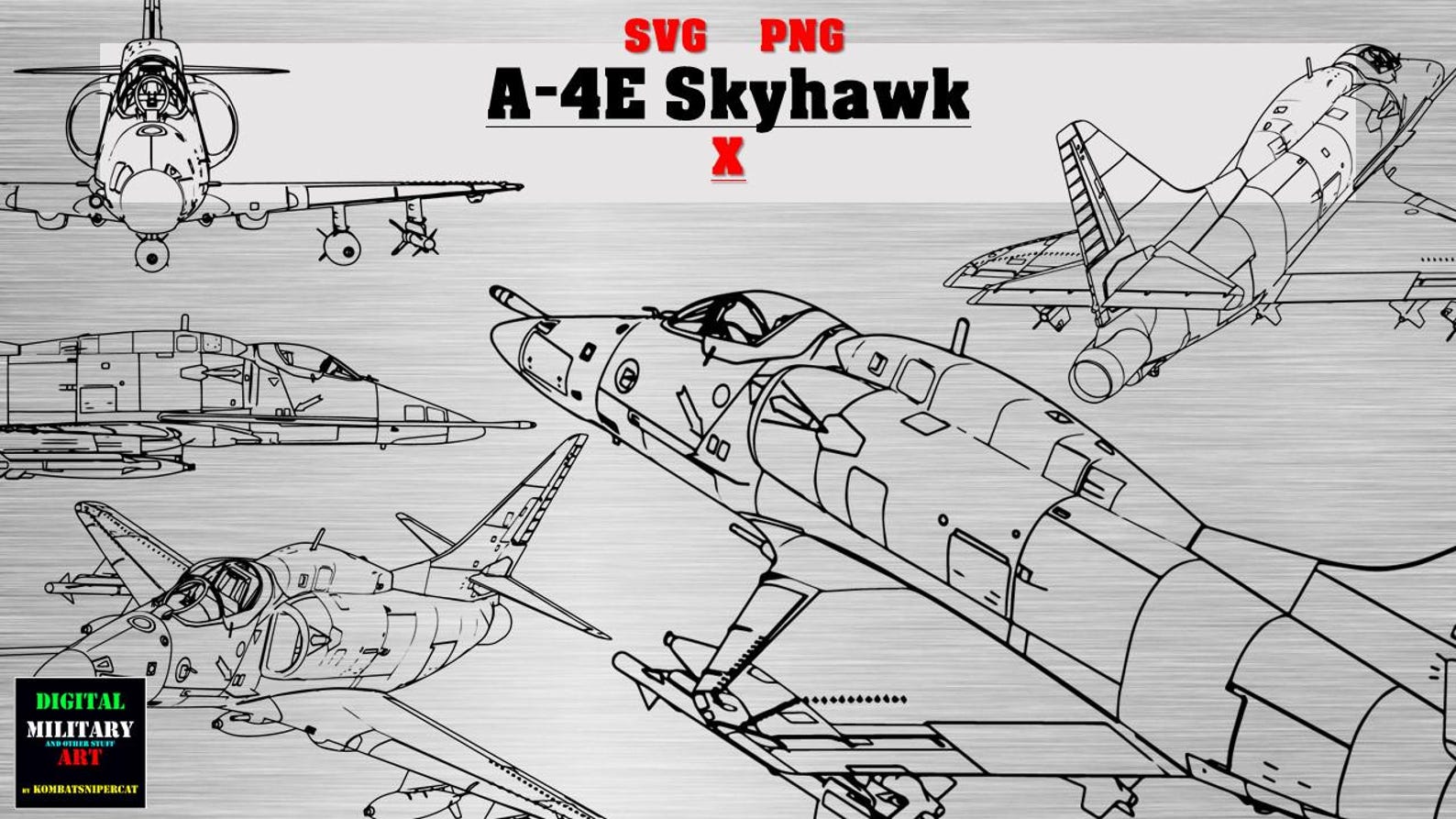 A-4E Skyhawk SVG & PNG Formats. EXTRA Pack. Digital Military Drawings ...