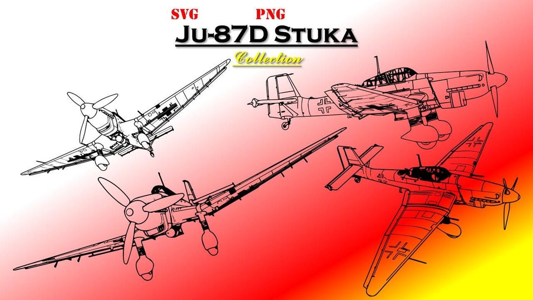 Ju-87d Stuka Aircraft Collection (SVG & PNG Formats) Digital Military ...