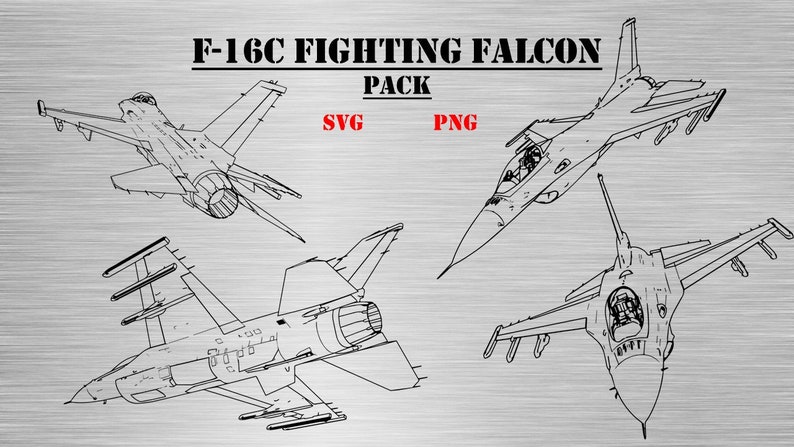 F-16C Fighting Falcon Aircraft Pack SVG & PNG Formats Digital Military ...