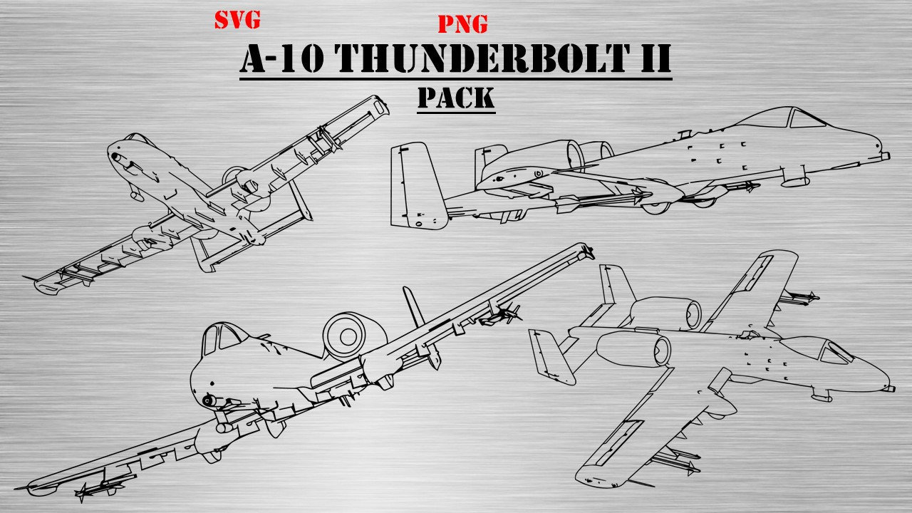 A-10 Thunderbolt II Aircraft Pack SVG & PNG Formats Digital Military ...