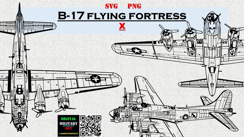 B-17 Flying Fortress SVG & PNG Formats. EXTRA Pack. Digital Military ...