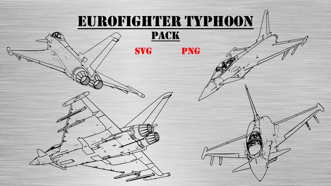 Eurofighter Typhoon Aircraft Pack SVG & PNG Formats Digital Military ...