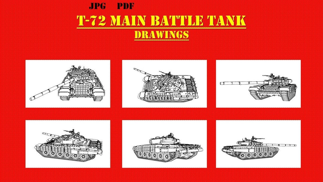 T-72 Main Battle Tank Drawings JPG & PDF Formats Digital Military ...