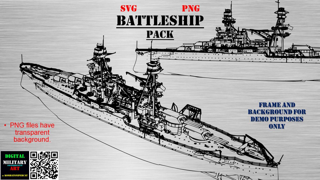 Battleship Class Navy Ship Pack (SVG & PNG Formats) Digital Military ...