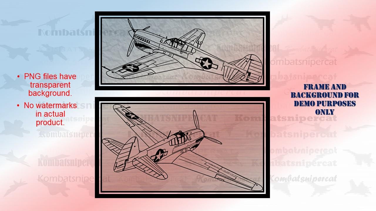 Curtiss P-40 Warhawk Aircraft Collection (SVG & PNG Formats) Digital ...