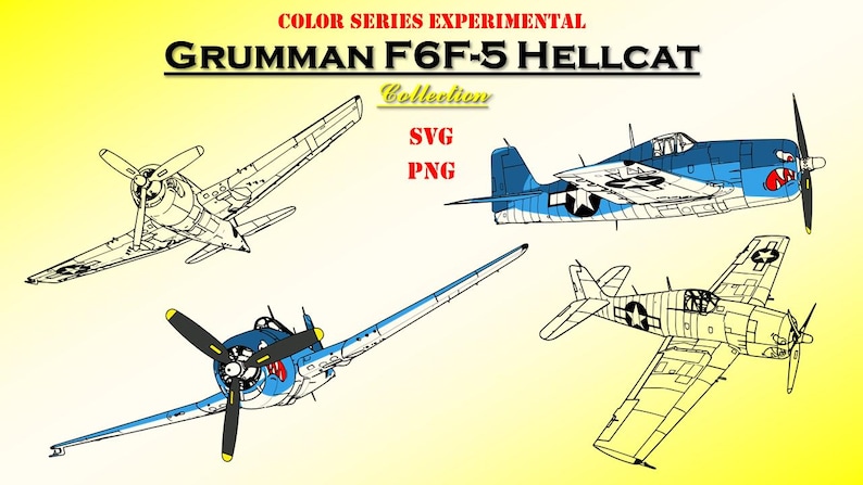 Grumman F6F Hellcat Aircraft Collection (SVG & PNG Formats) Digital ...