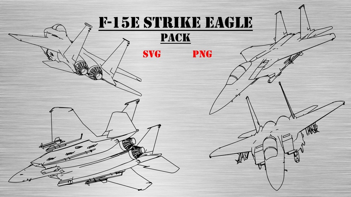 F-15E Strike Eagle Aircraft Pack SVG & PNG Formats Digital Military ...