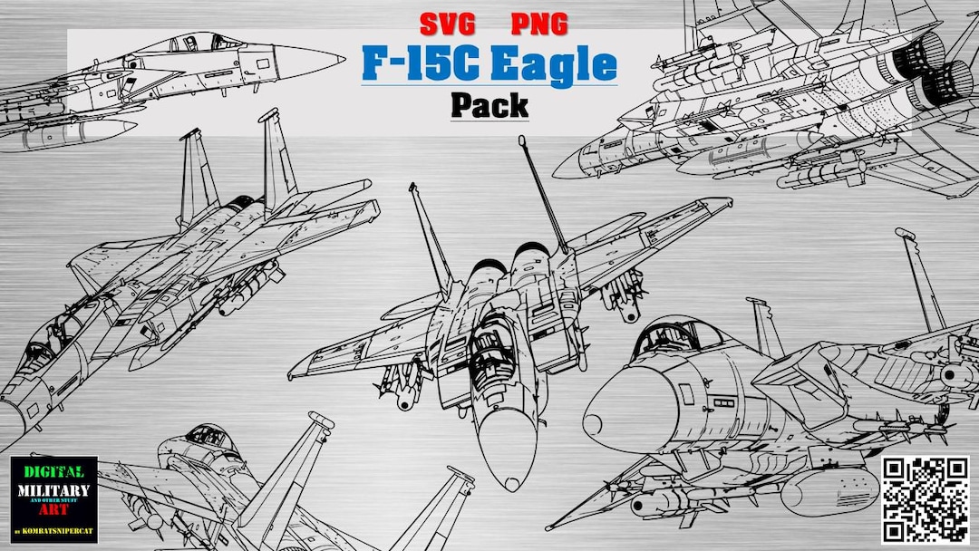 F-15C Eagle Pack (SVG & PNG Formats) Digital Military Drawings. Ten (10 ...