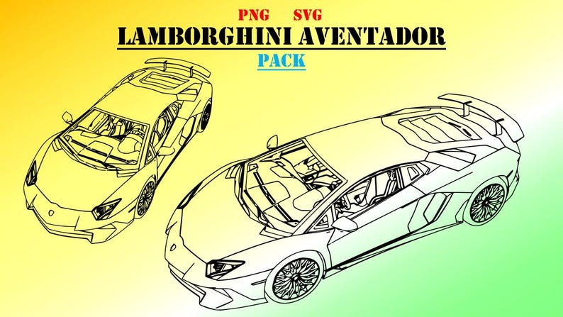 Lamborghini Aventador Pack SVG & PNG Formats Digital Vehicle Drawings ...