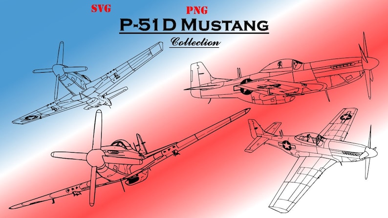 North American P-51D Mustang Aircraft Collection (SVG & PNG Formats ...