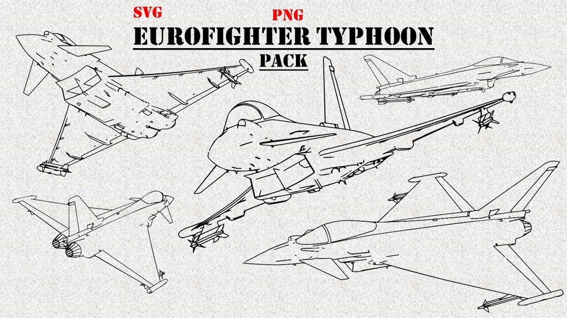 Eurofighter Typhoon Aircraft Pack SVG & PNG Formats Digital Military ...