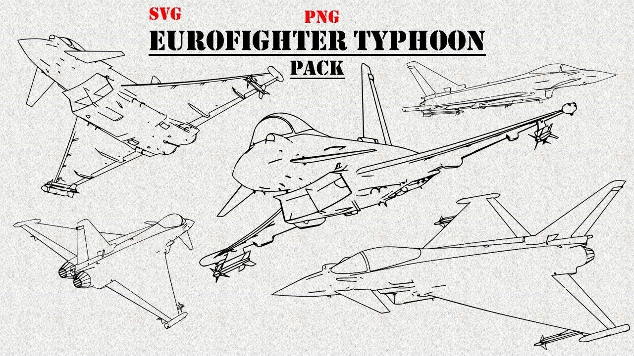 Eurofighter Typhoon Aircraft Pack SVG & PNG Formats Digital Military ...