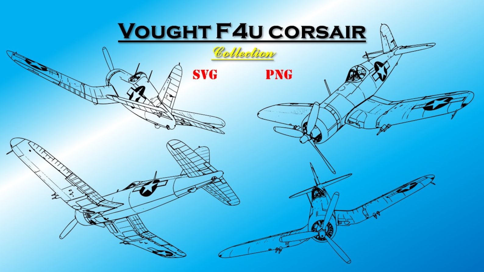 Vought F4U Corsair Aircraft Collection (SVG & PNG Formats) Digital ...