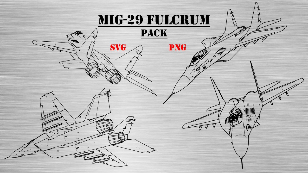 Mig-29 Fulcrum Aircraft Pack SVG & PNG Formats Digital Military Vehicle ...